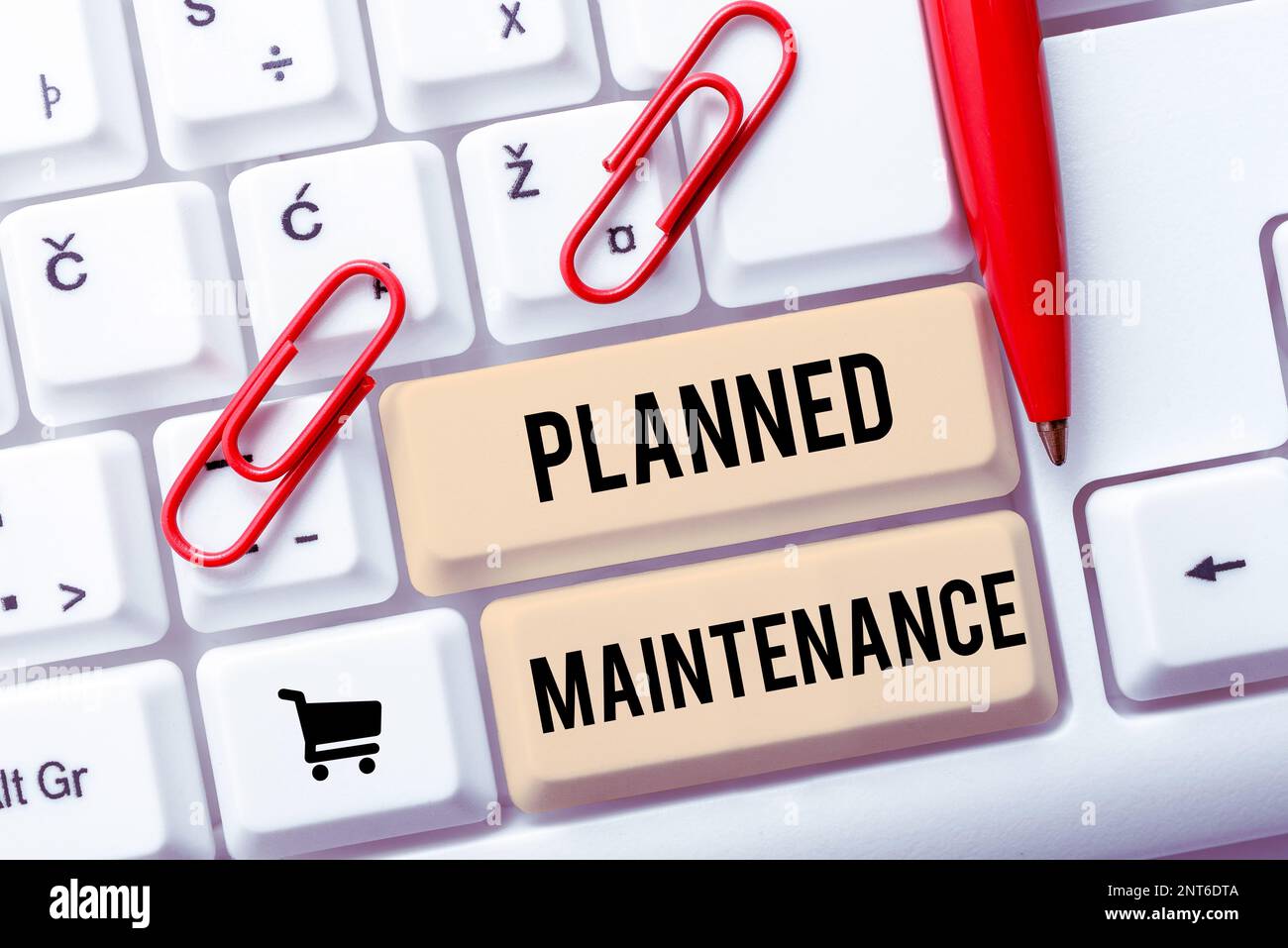 Hand writing sign Planned Maintenance. Word Written on Check ups to be ...