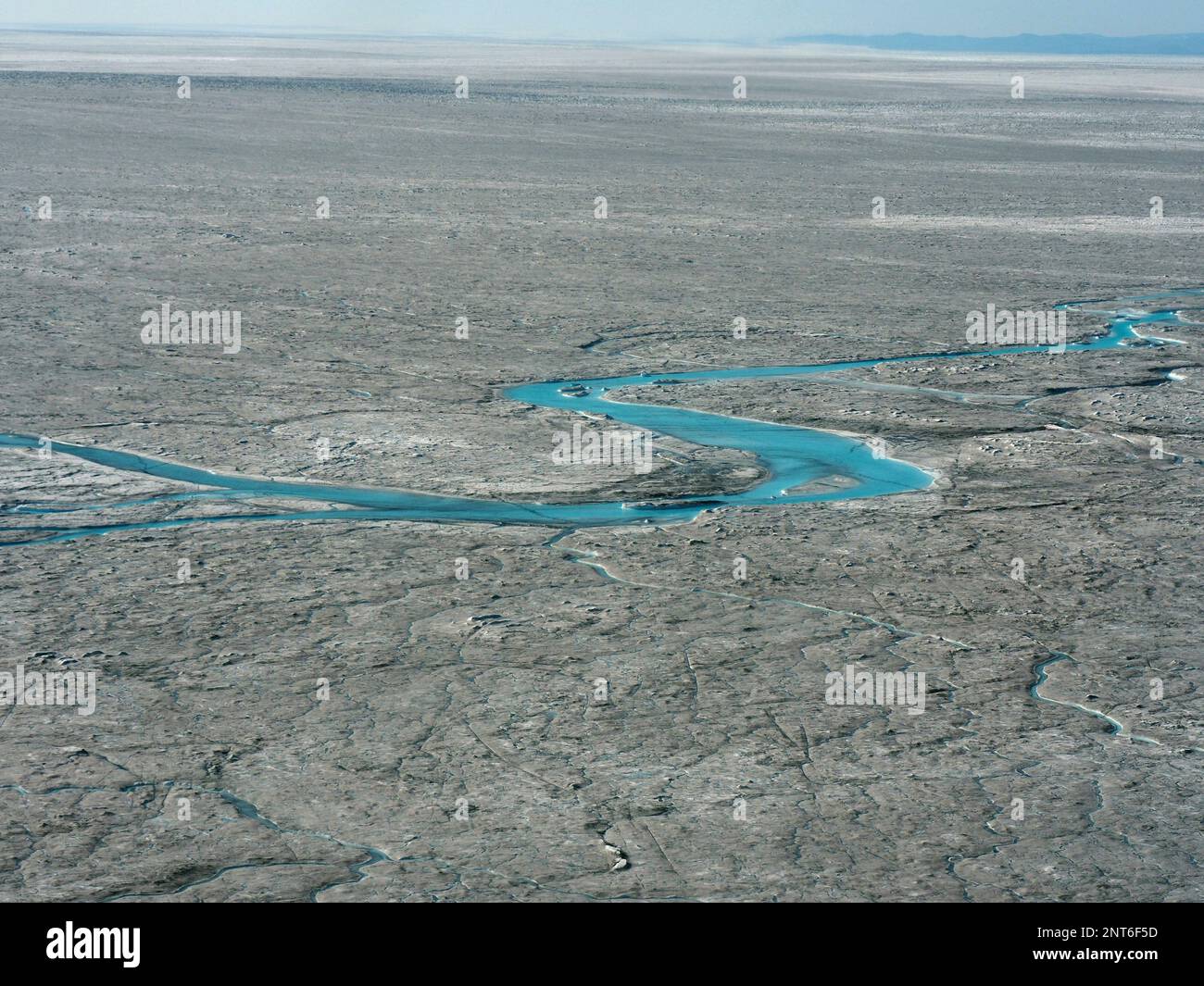 In this image taken on Thursday Aug.1, 2019 large rivers of melting ...