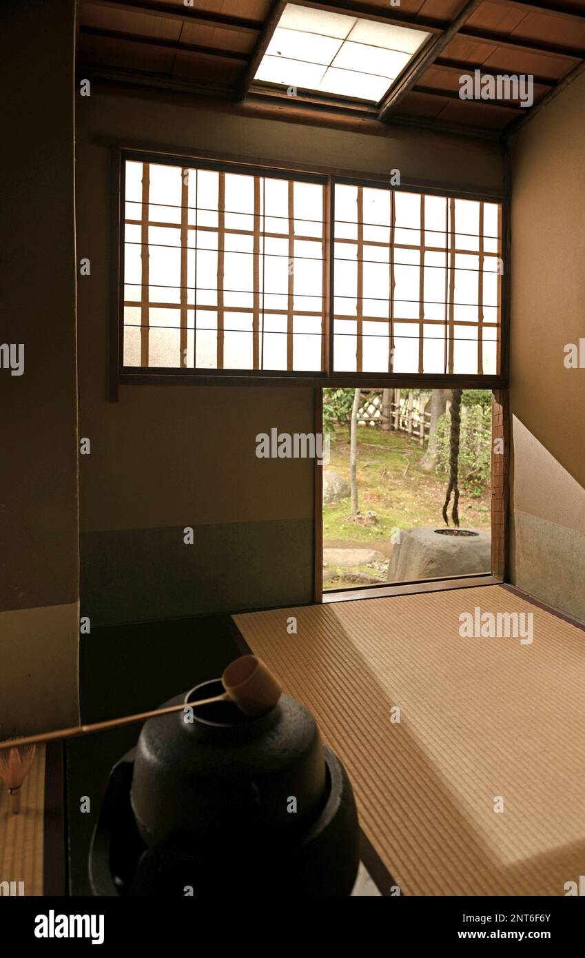 A Nijiriguchi, an entrance to the room, of Shoteki An, a room for tea ...