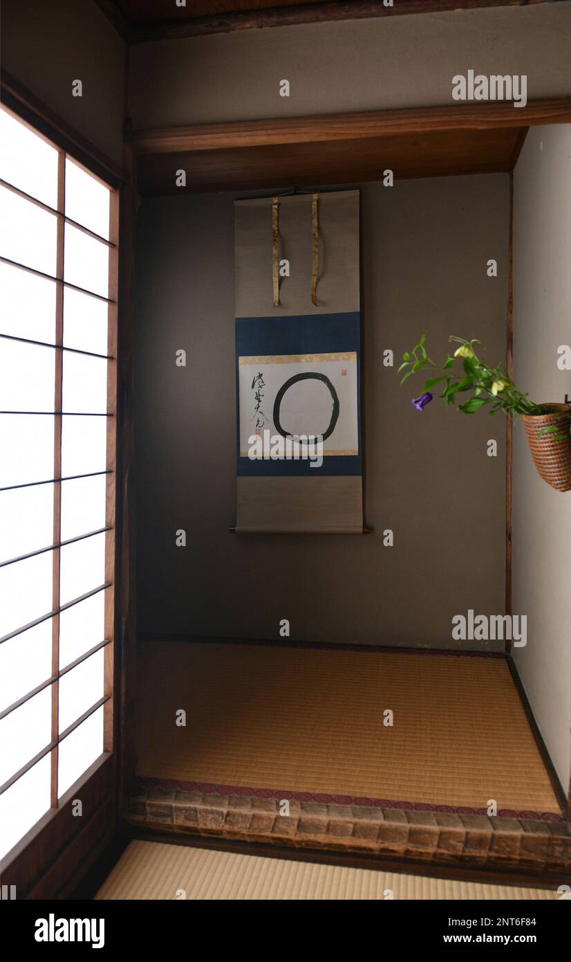 A Tokonoma of Shoteki An, a room for tea ceremony, Chashitsu, is ...