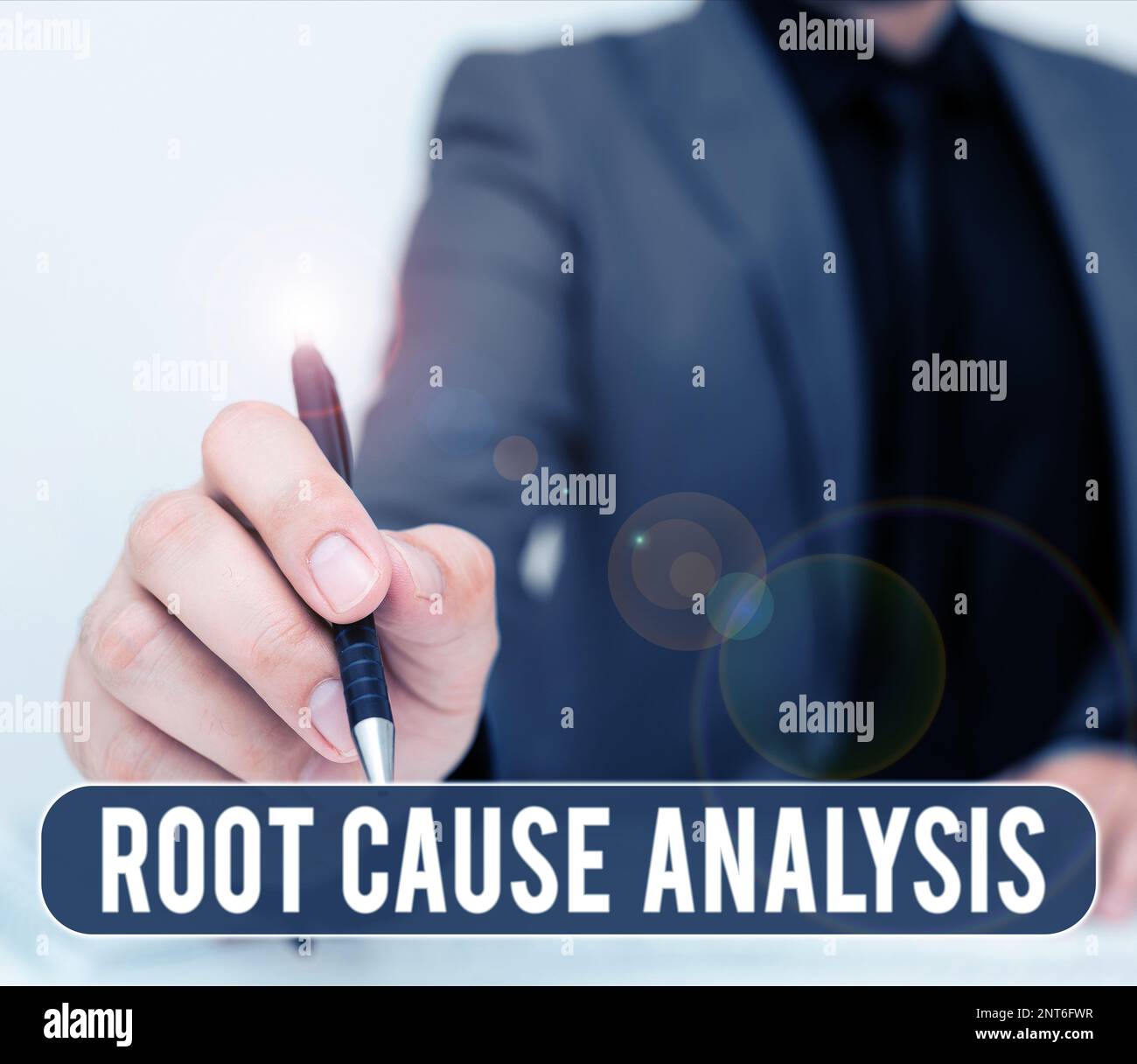 Hand writing sign Root Cause Analysis. Business showcase Method of Problem Solving Identify ...