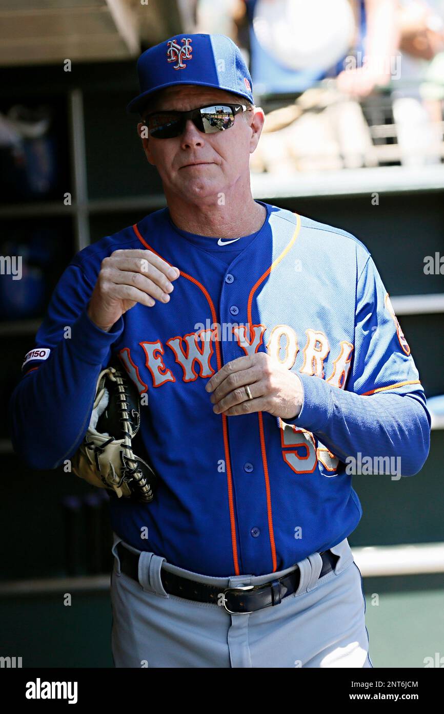 New York Mets first base coach Glenn Sherlock (53) during an MLB game ...