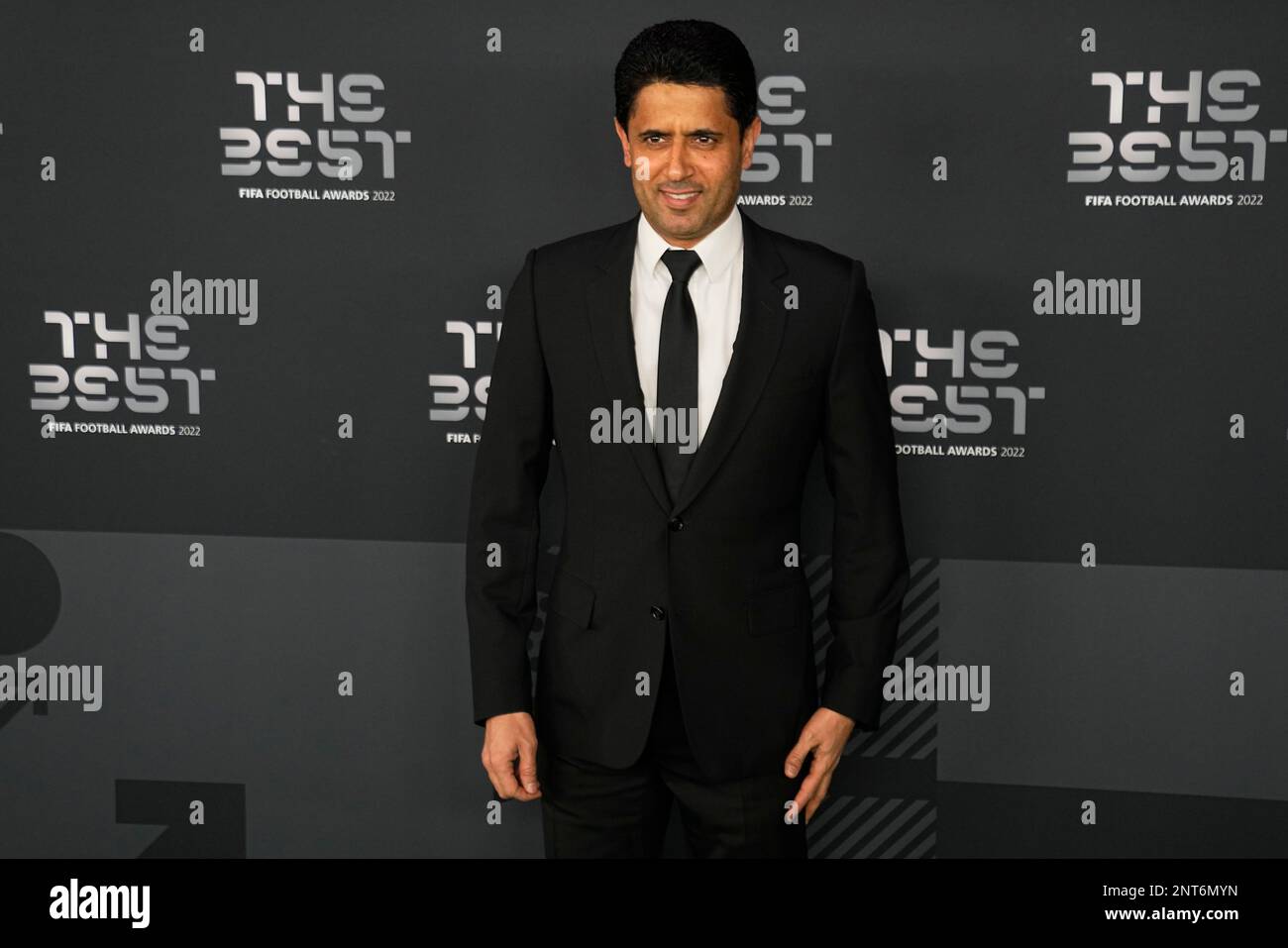 PSG chairman Nasser Al-Khelaifi arrives on the green carpet before the ...
