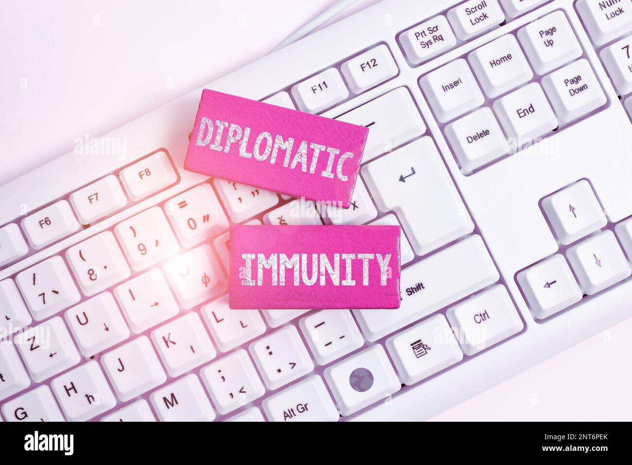 Sign displaying Diplomatic Immunity. Concept meaning law that gives ...