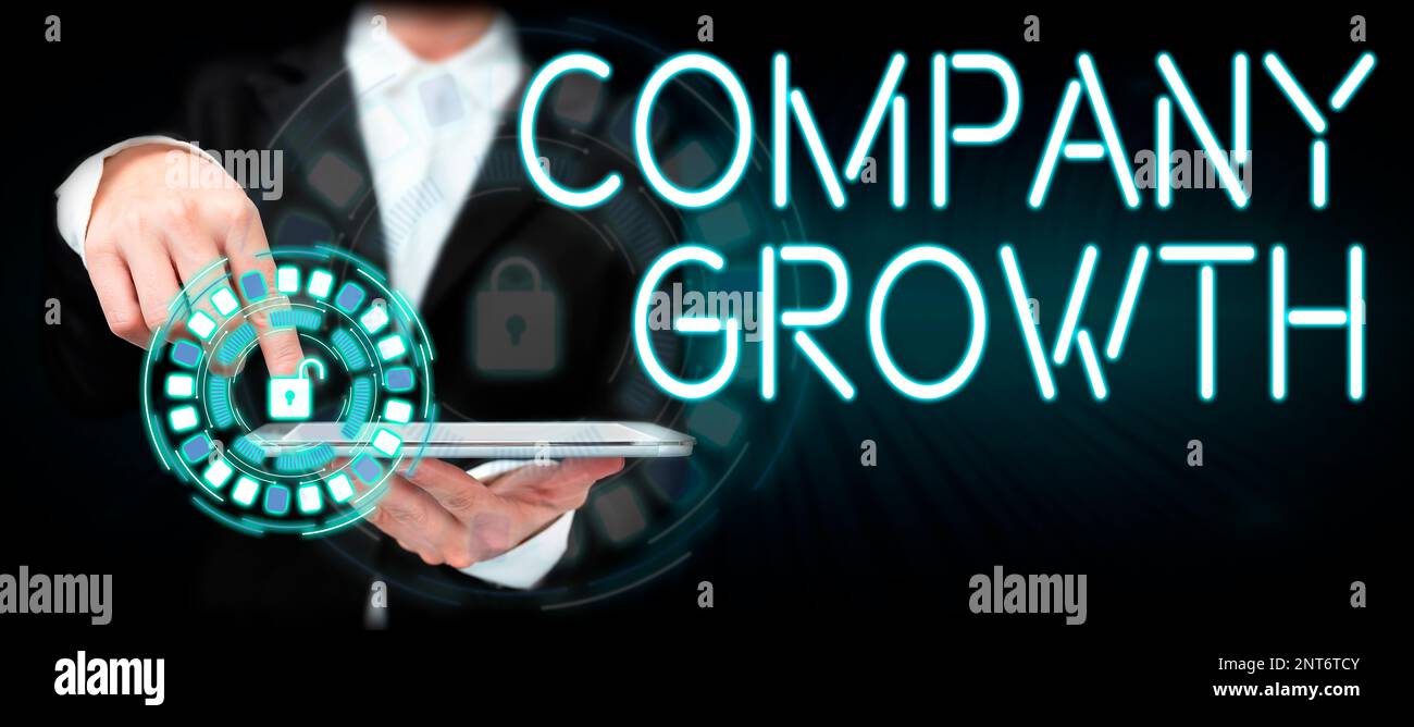 Hand writing sign Company Growth. Business idea a long-term stage where ...