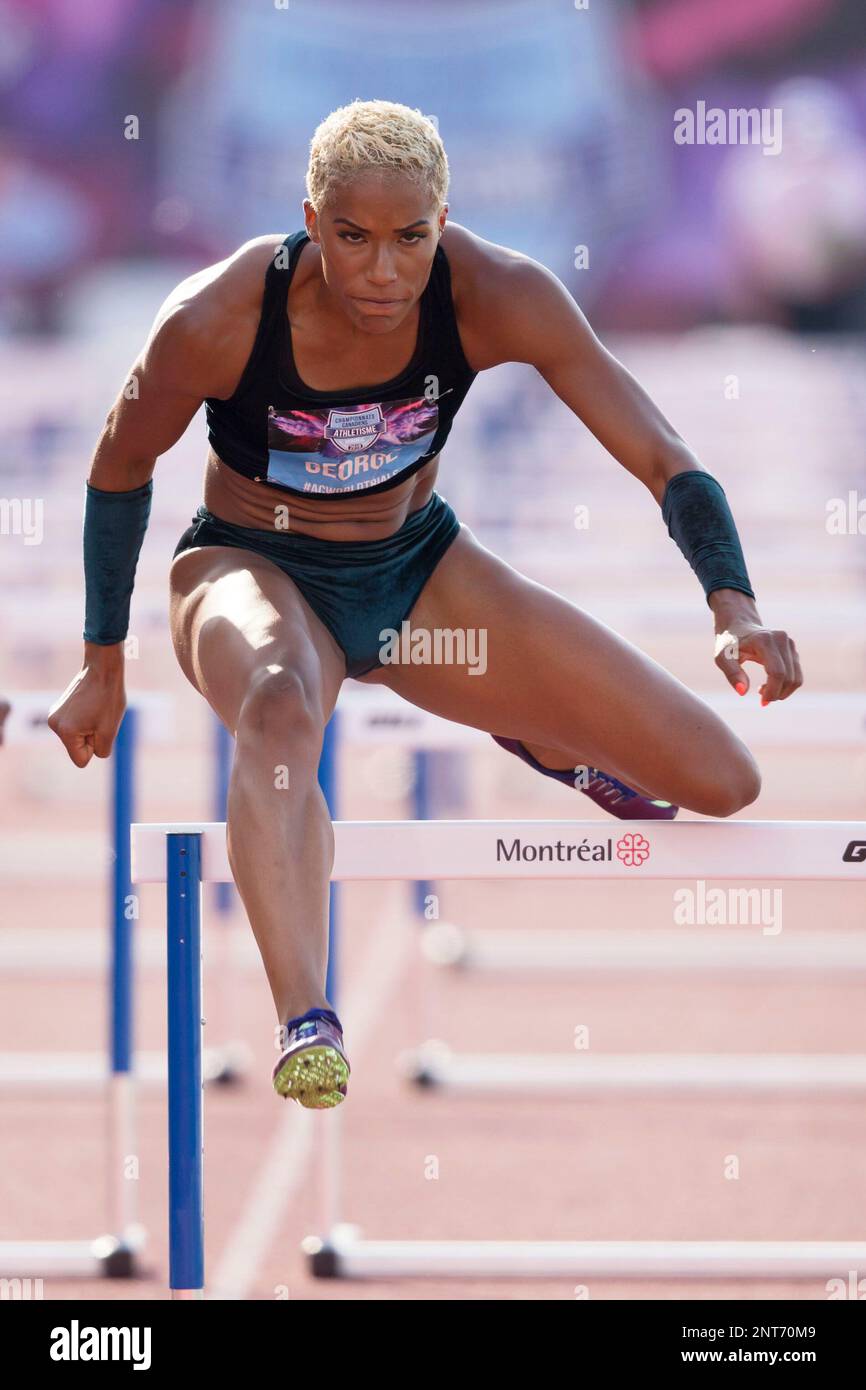 MONTREAL, PQ - JULY 27: Phylicia George competing in the 100m hurdles ...
