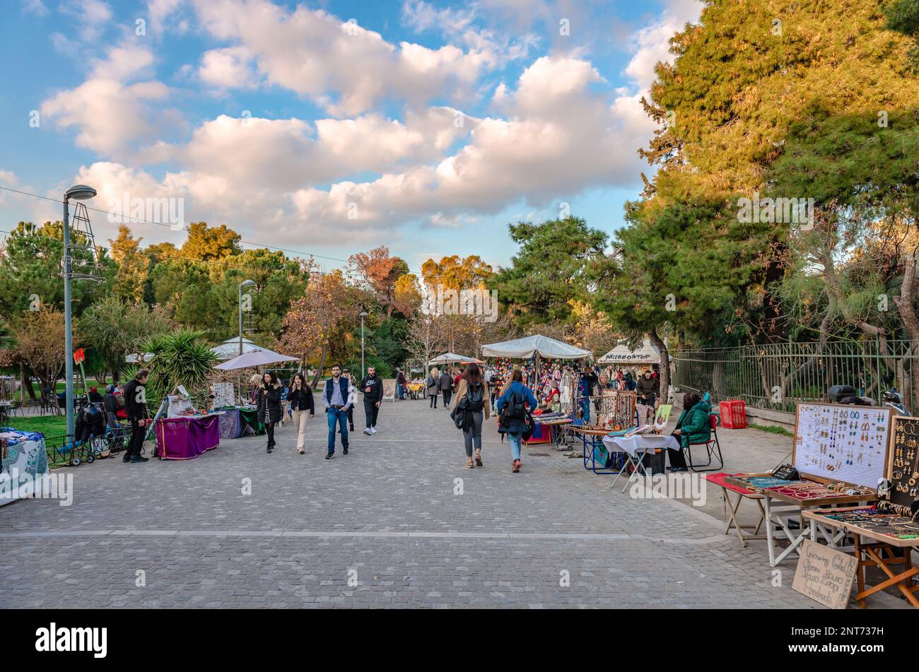 The open flea market on Apostolou Pavlou pedestrian st. The Agion ...