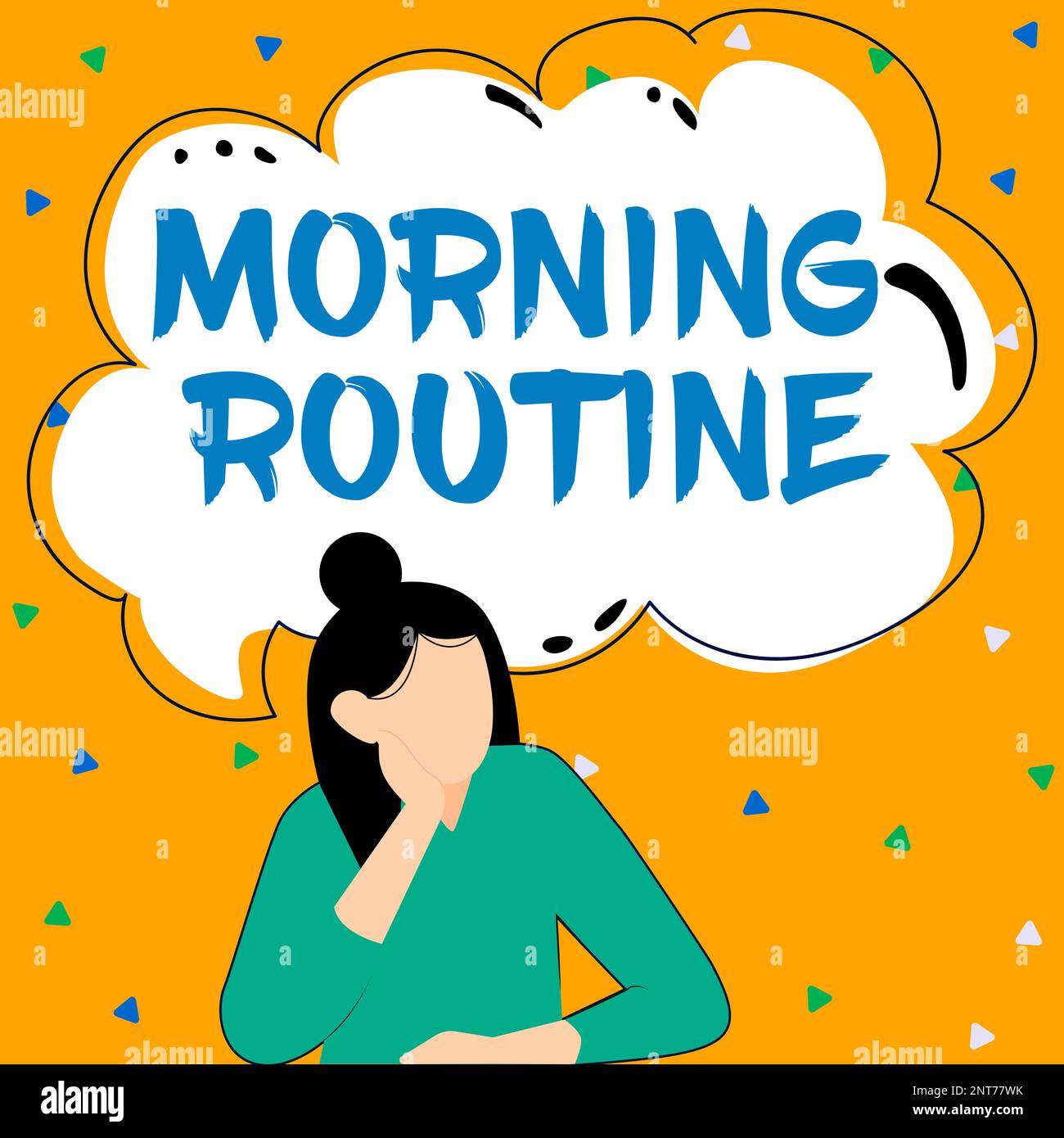 Handwriting text Morning Routine. Word Written on initiation of ...