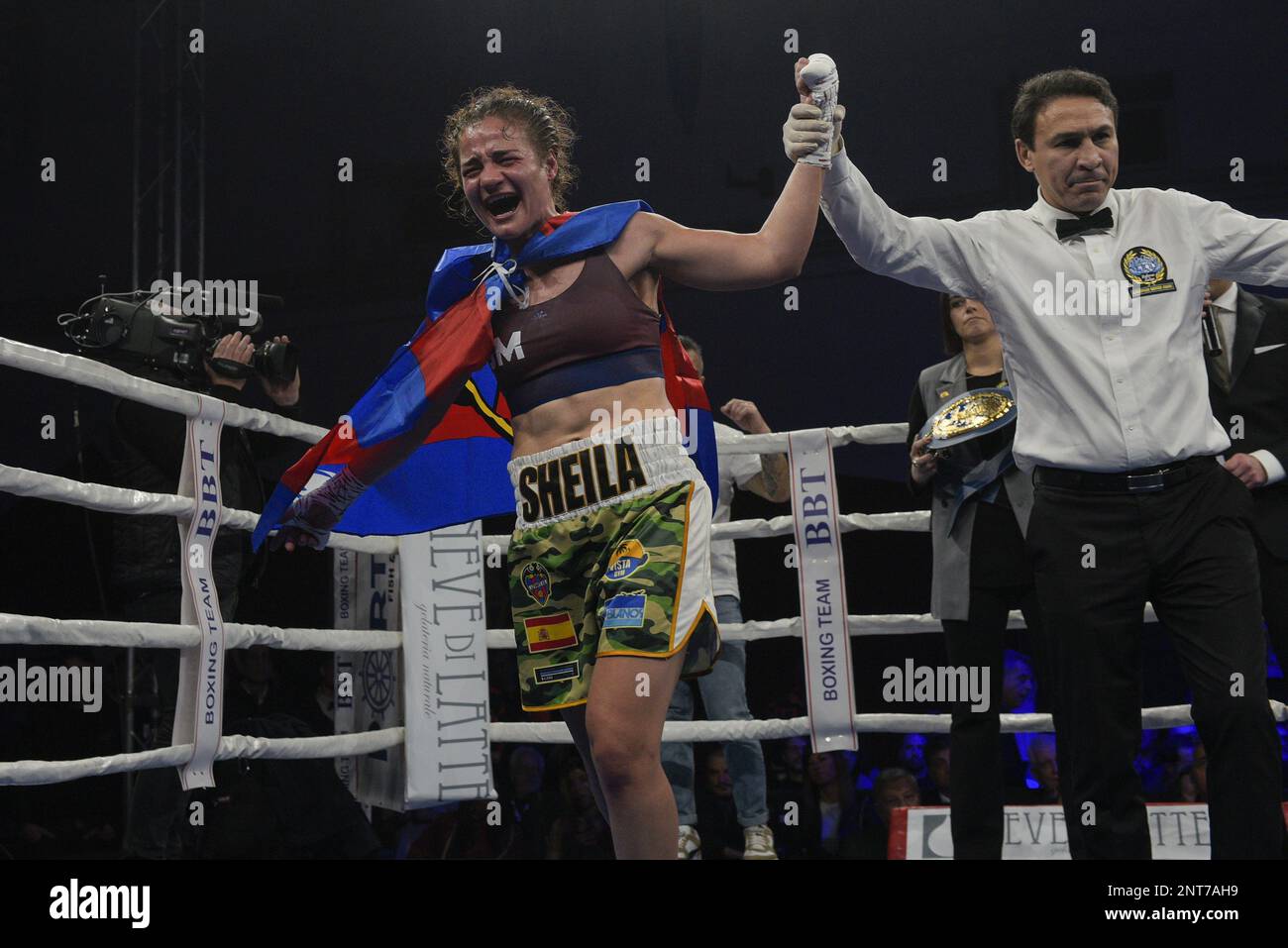 Sheila Martinez (ESP) winner of the boxing match valid for the EBU ...