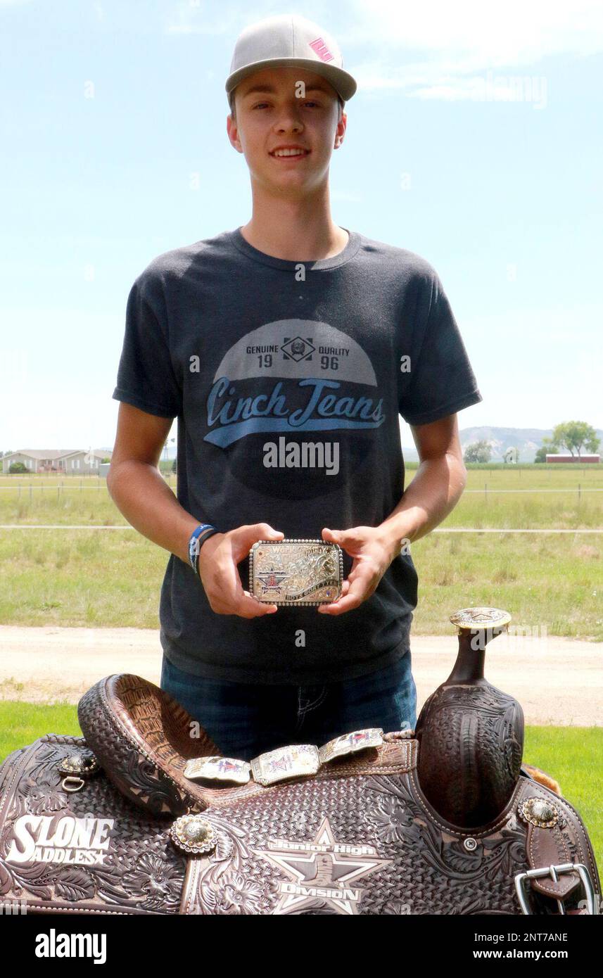 This July 20, 2019 photo shows Tate Talkington holding his Junior High ...