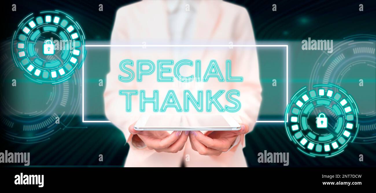 Writing displaying text Special Thanks. Concept meaning expression of ...