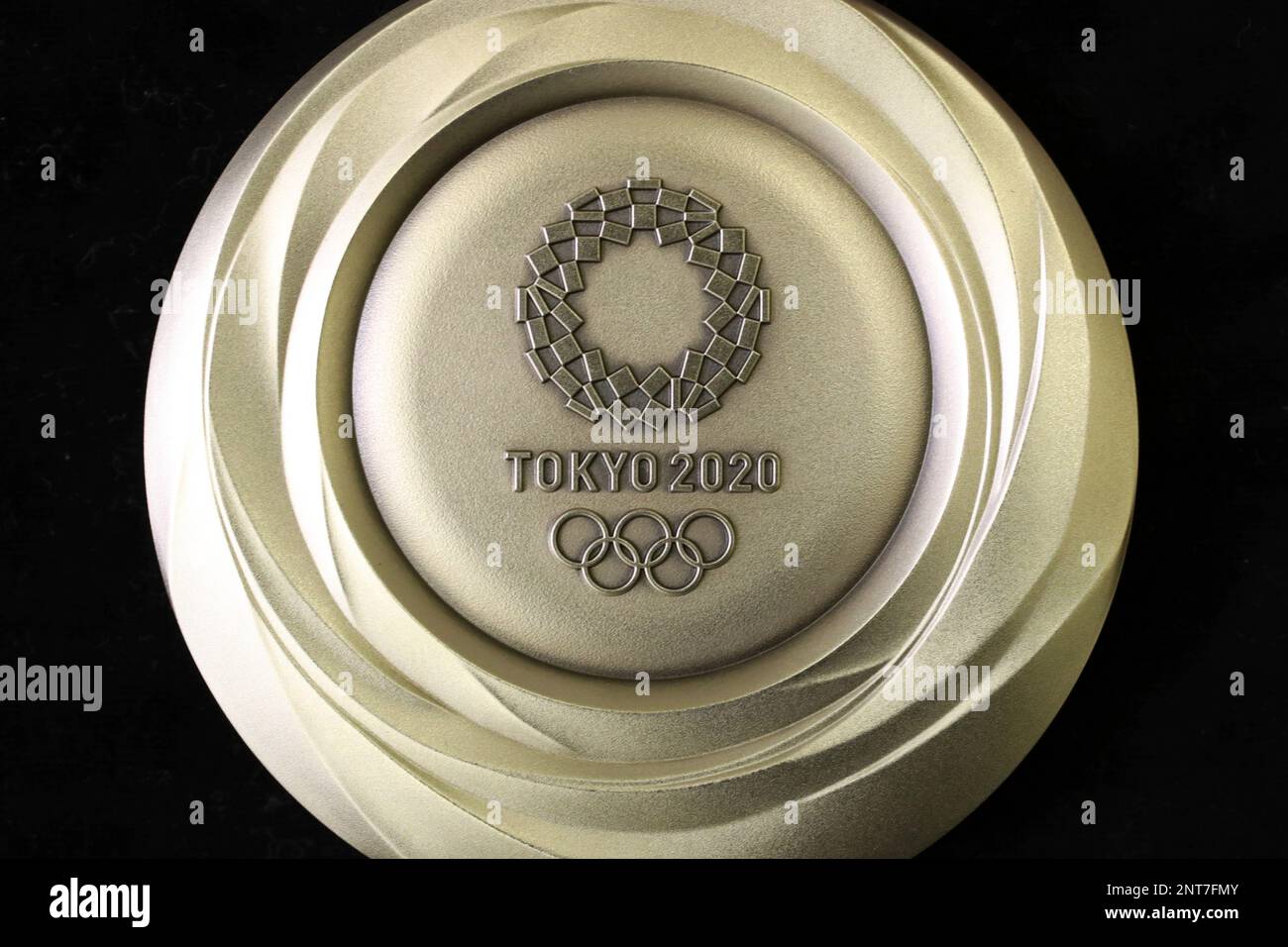 A picture taken on July 22, 2019 shows the back side of silver medal of ...