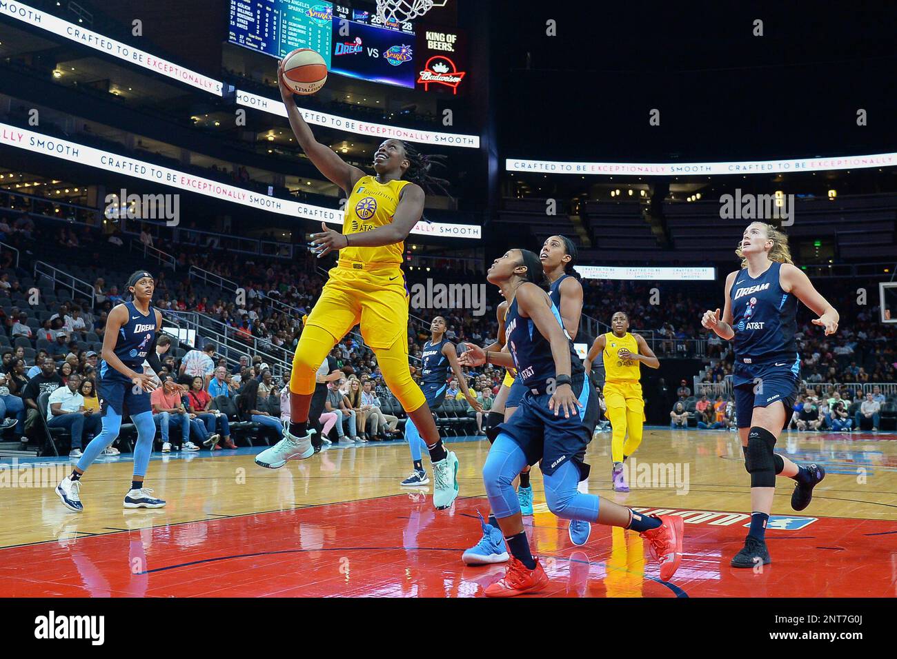ATLANTA, GA – JULY 23: LA's Chelsea Gray (12) drives to the basket ...