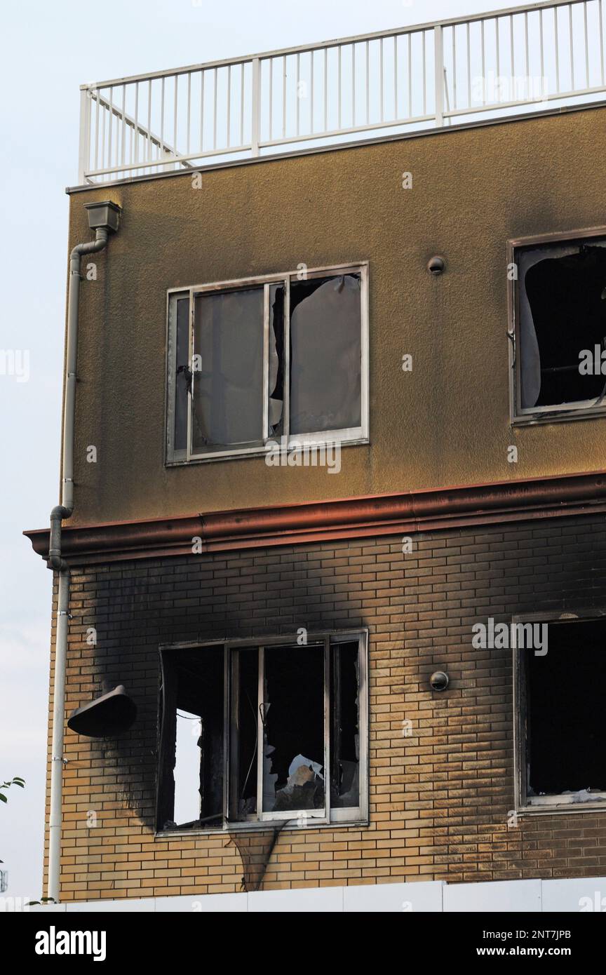 A photo shows the arson site of Kyoto Animation Co., Ltd. (so-called ...