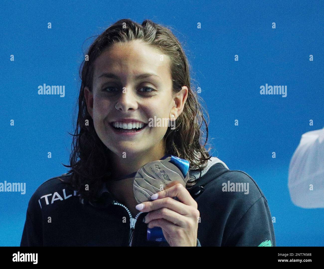Martina CARRARO of Italy, third celebrates during an awarding ceremony ...