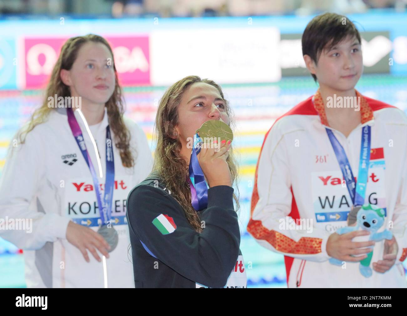 (L-R) Sarah KOHLER of Germany, second, Simona QUADARELLA of Italy ...