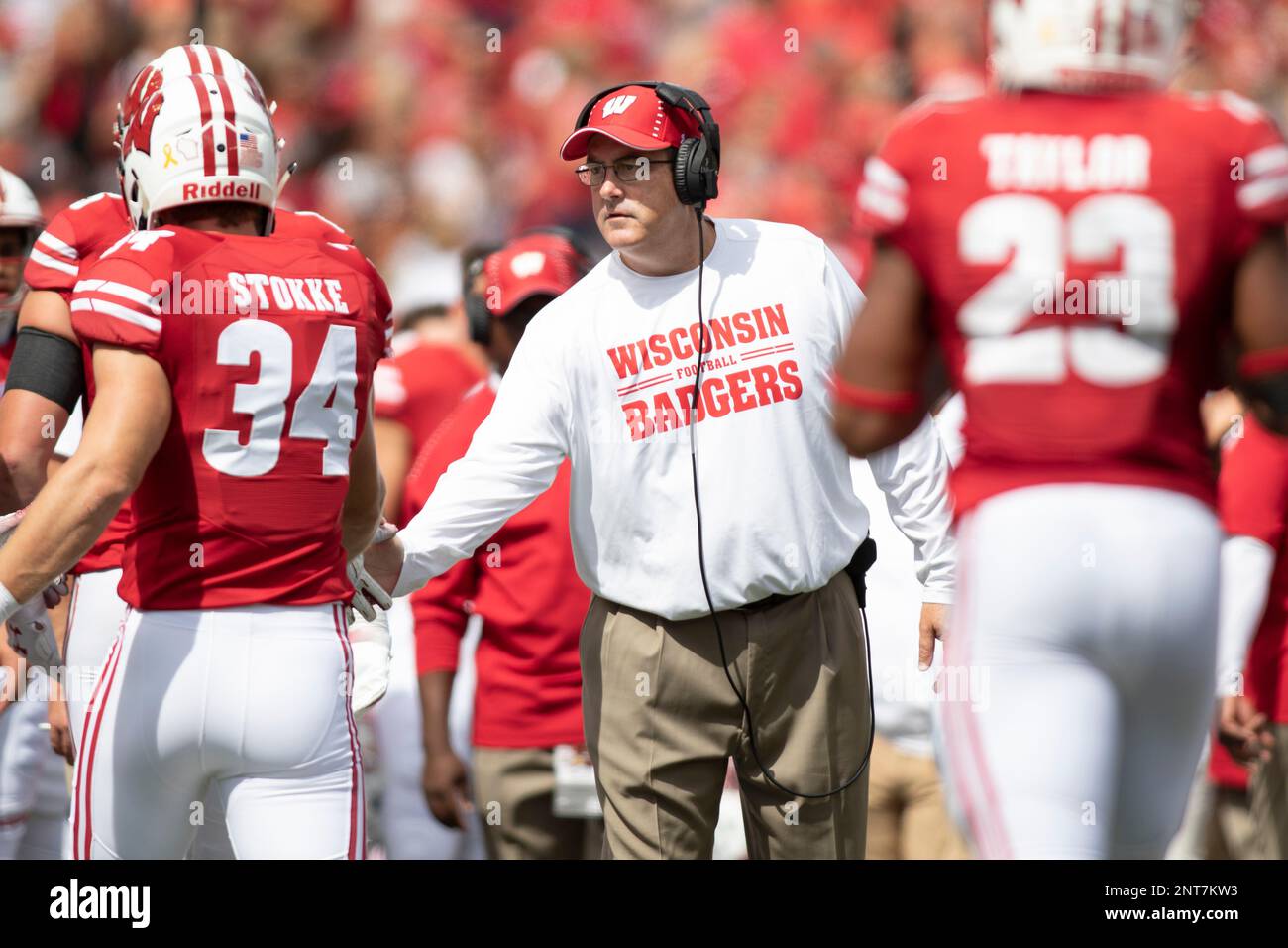 Wisconsin Badgers Head Coach Paul Chryst during an NCAA college ...