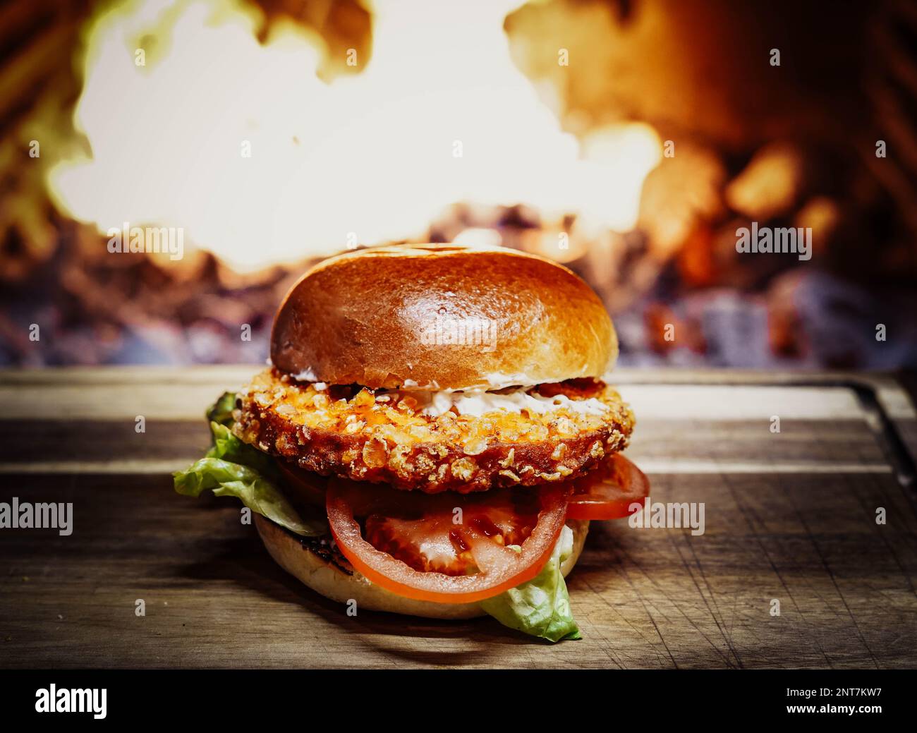 Juicy chicken burger in hi-res stock photography and images - Alamy