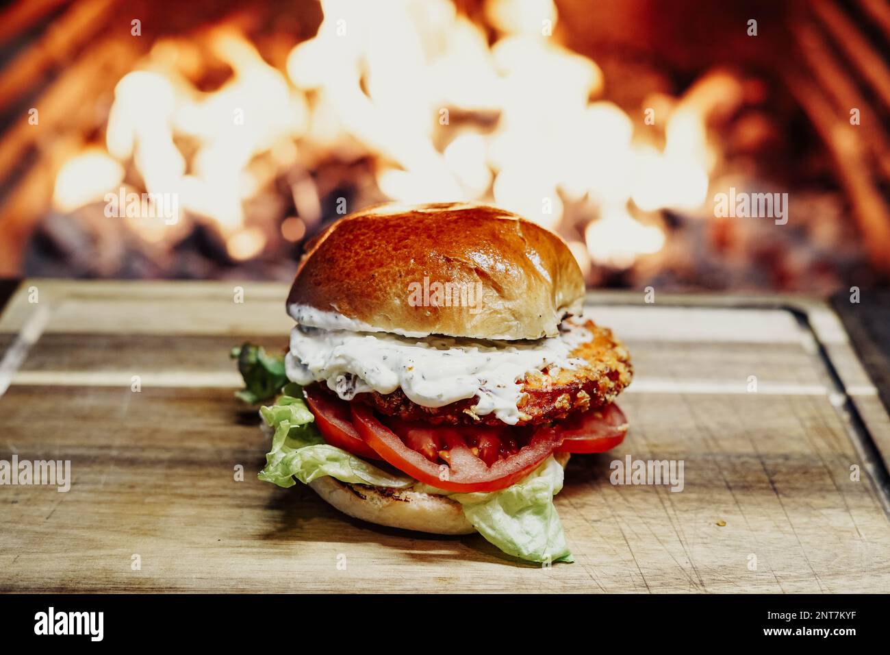 Juicy chicken burger in hi-res stock photography and images - Alamy