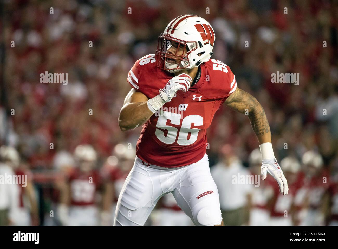 Wisconsin Badgers linebacker Zack Baun (56) during an NCAA college ...