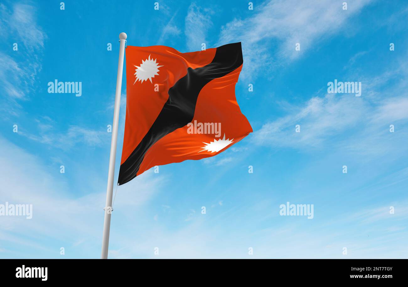 official flag of Coast Guard Commander Turkey at cloudy sky background ...