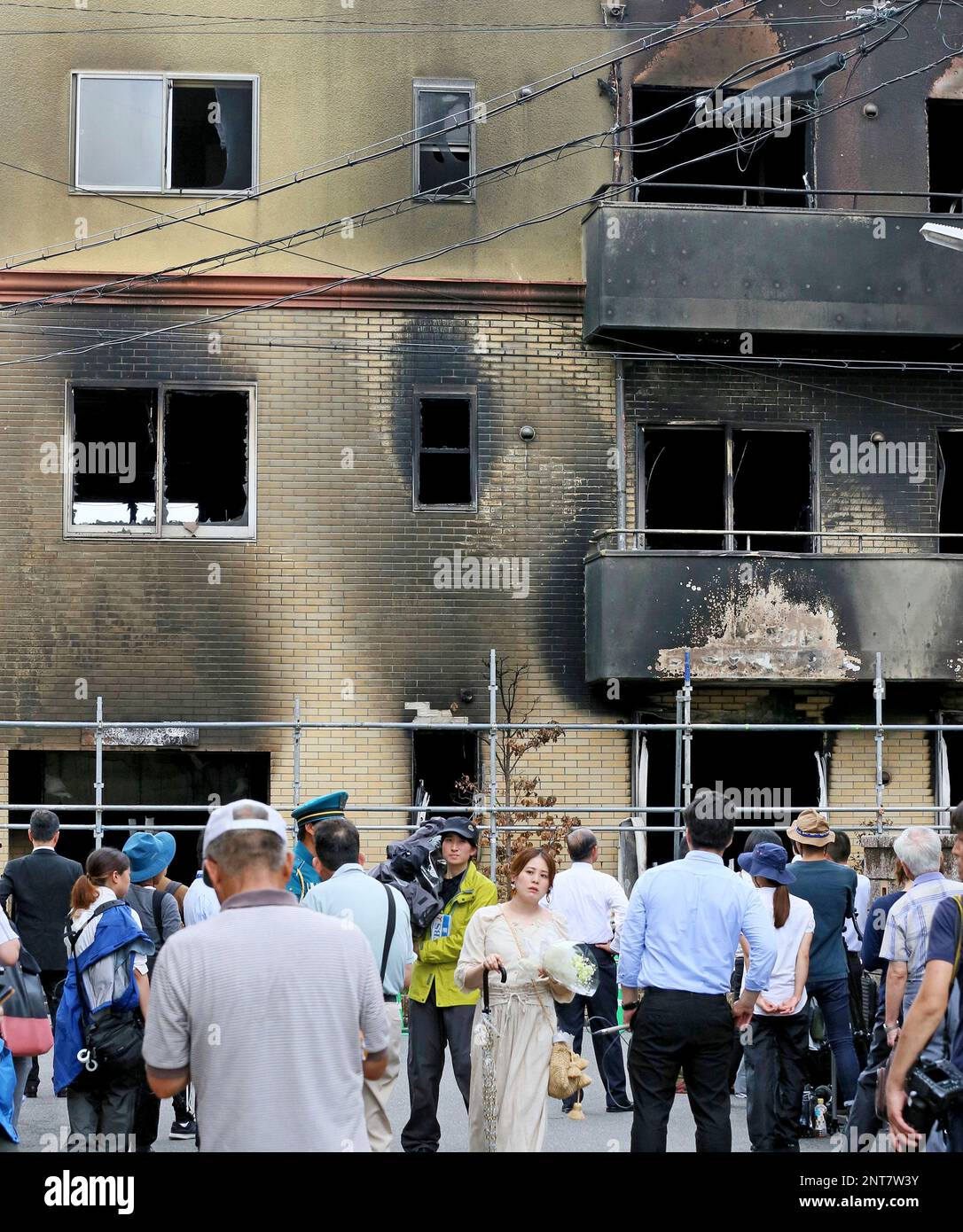 People visit the arson site of Kyoto Animation Co., Ltd. (so-called ...