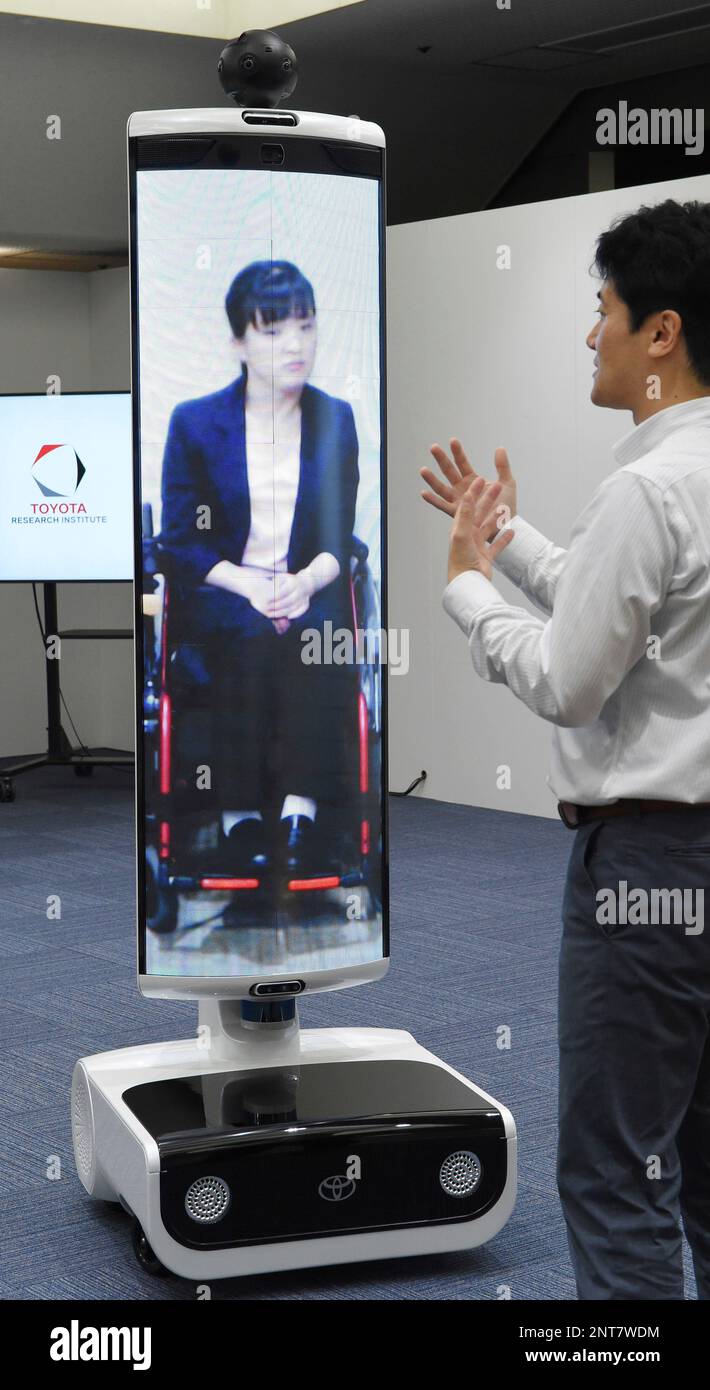 A photo shows a robot "T-TR1" developed by Toyota Motor Corporation for ...