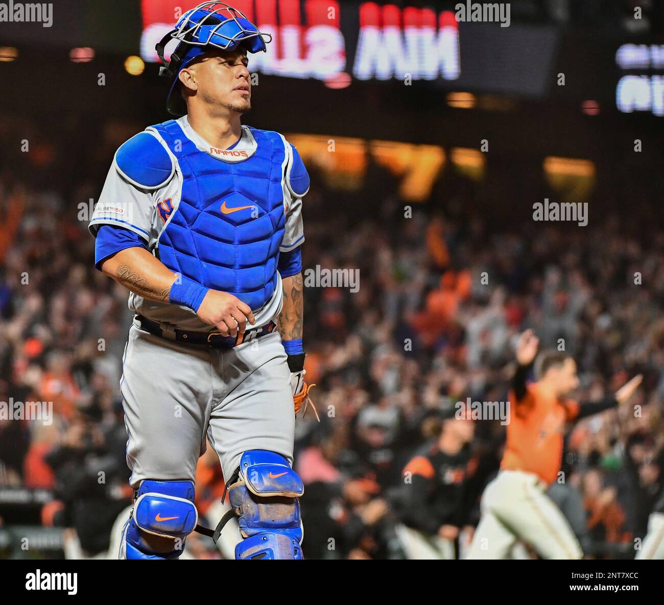 July 19, 2019: New York Mets catcher Wilson Ramos (40) leaves the field ...