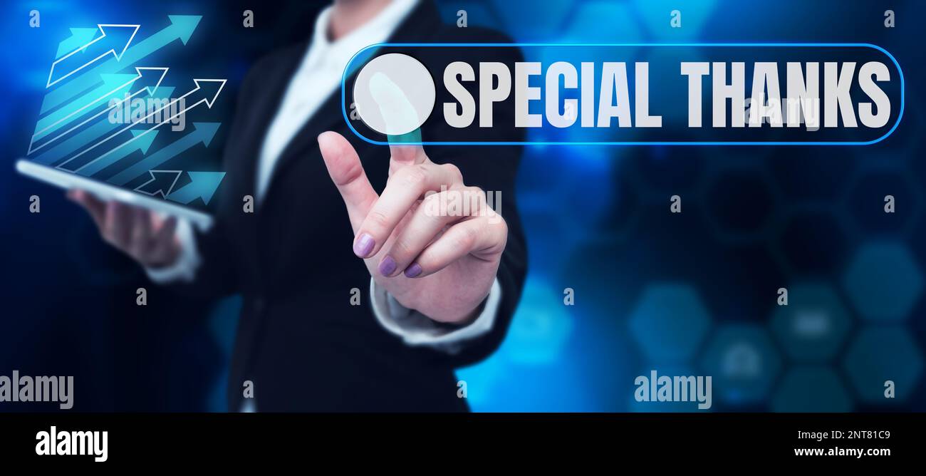 Sign displaying Special Thanks. Internet Concept expression of ...