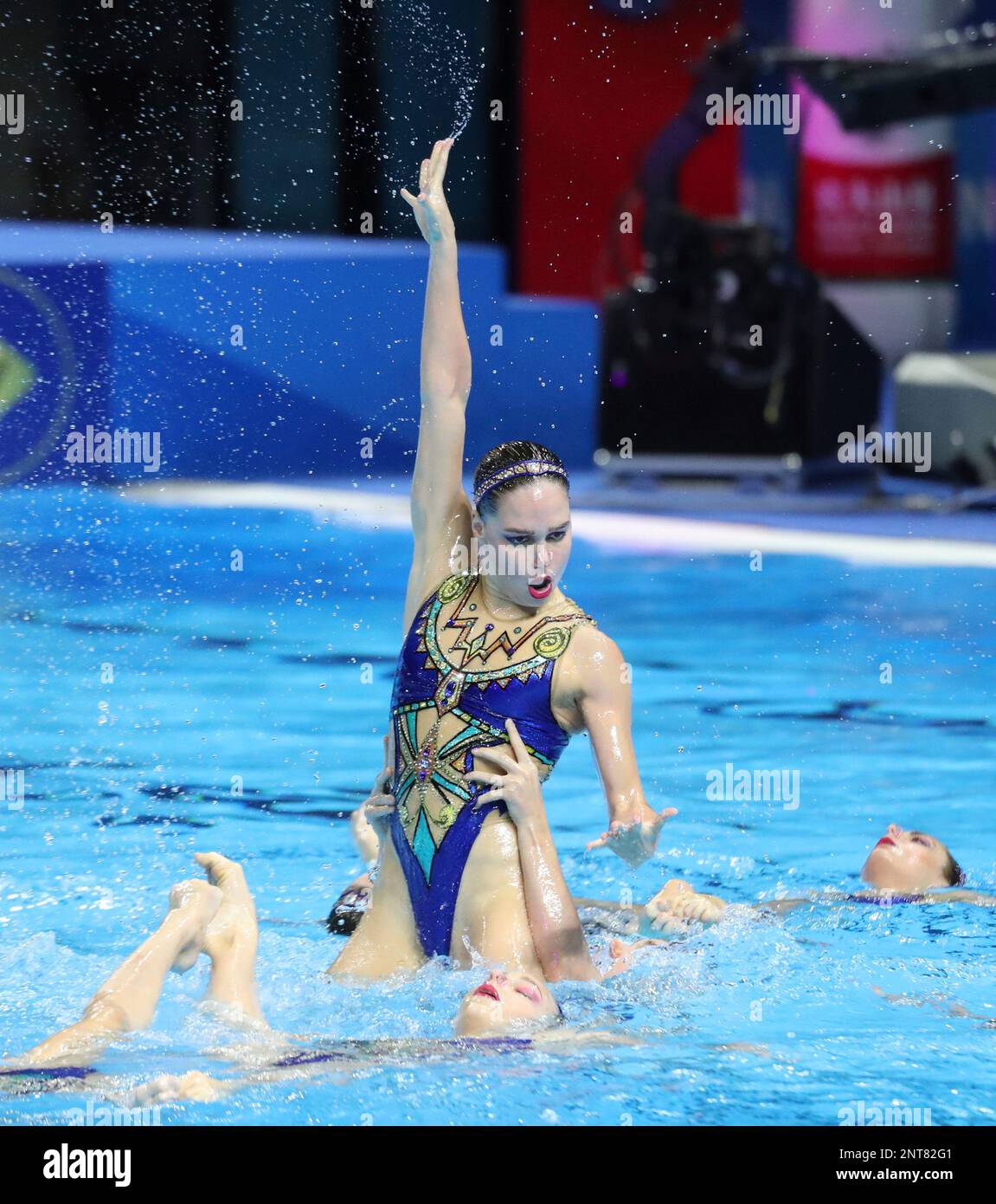Russia's swimmers perform during the Artistic Swimming Free Combination ...