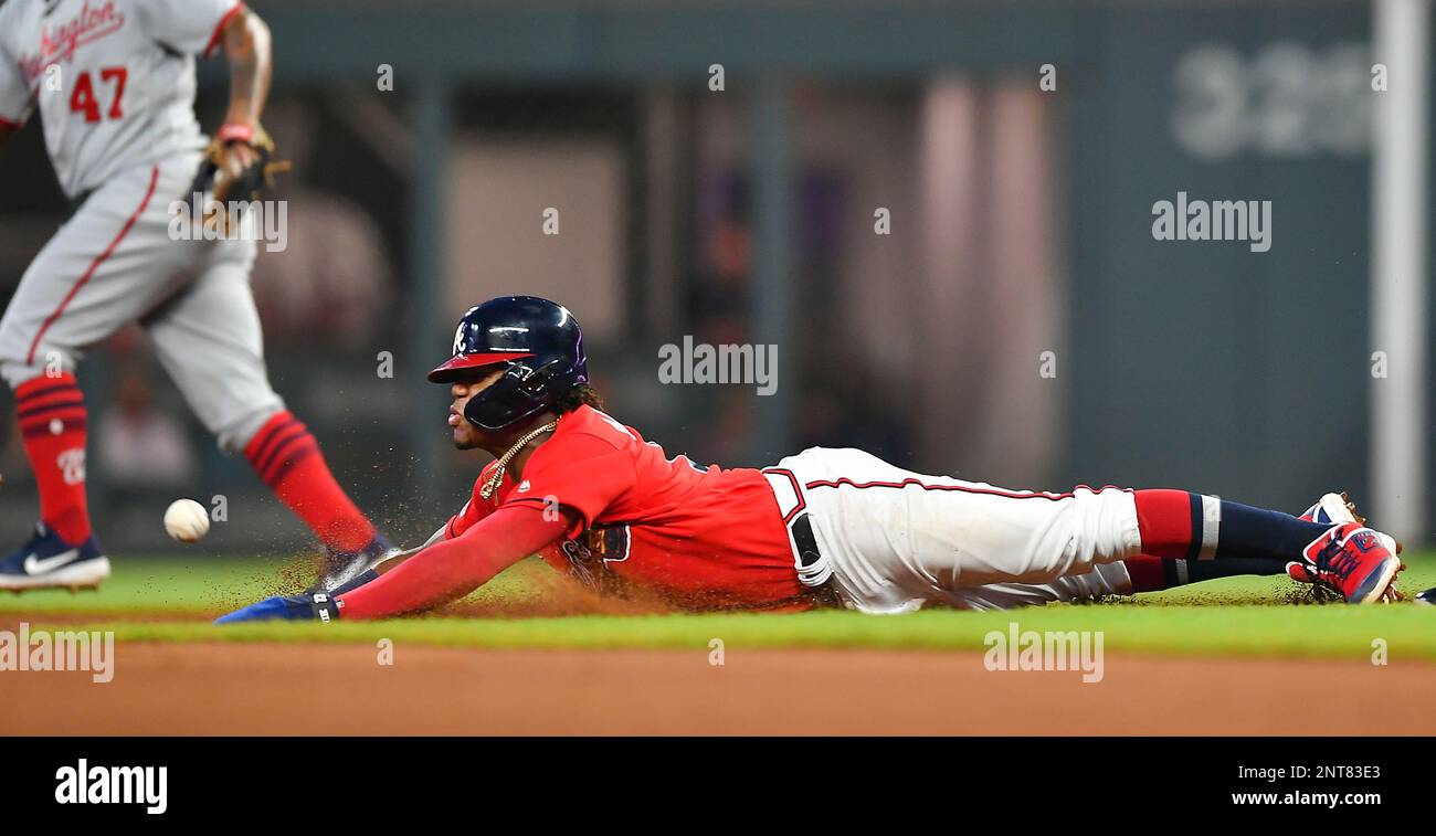 ATLANTA, GA – JULY 19: Atlanta Braves outfielder Ronald Acuna Jr. (13 ...