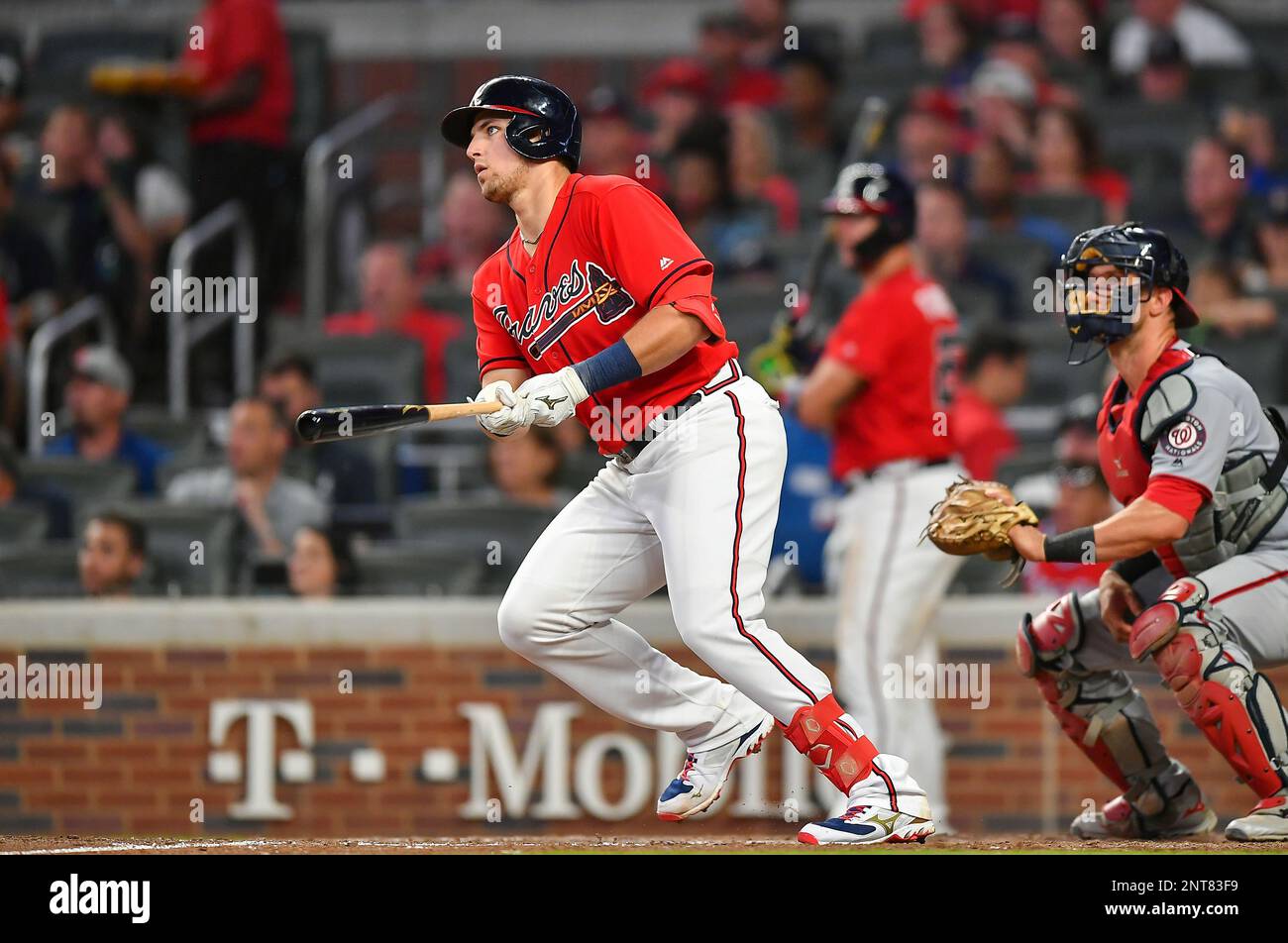 ATLANTA, GA – JULY 19: Atlanta Braves outfielder Austin Riley (27) hits ...