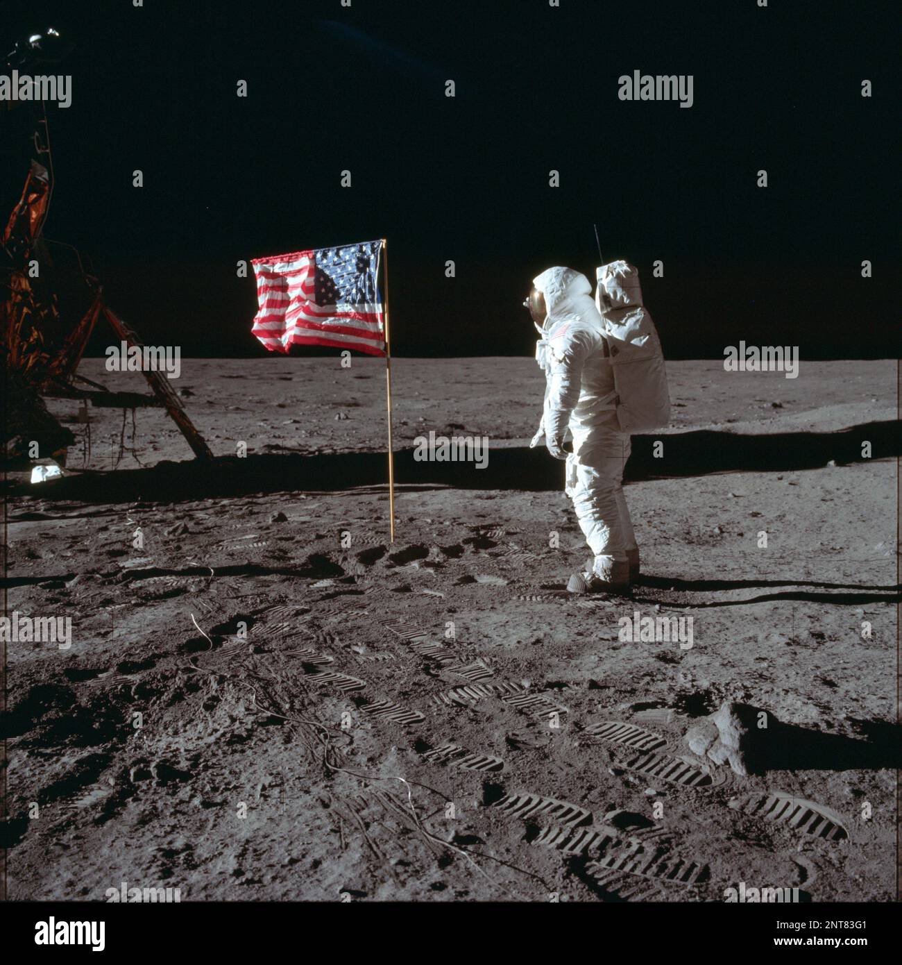 In this July 20, 1969 photo made available by NASA, astronaut Buzz ...