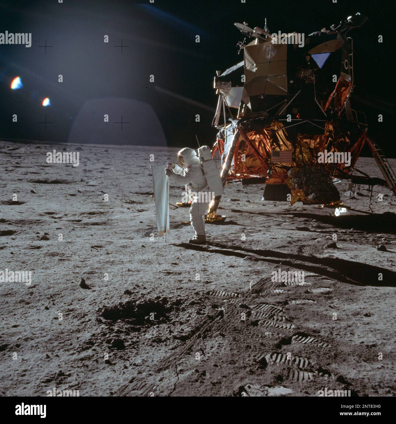 In this July 20, 1969 photo made available by NASA, Apollo 11 astronaut ...
