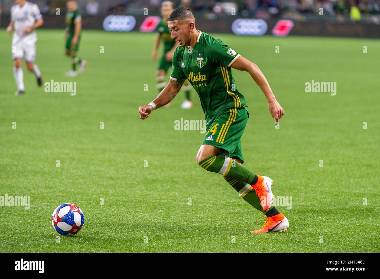 PORTLAND, OR - JULY 18: Portland Timbers midfielder Marvin Loria drives ...