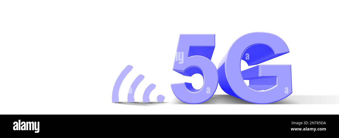 5G Fast speed wireless internet connection and technology concept. 3d ...