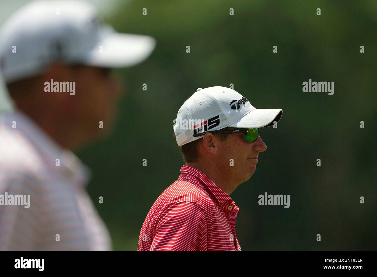 Jim Herman smiles after finishing the 18th hole during the second round ...
