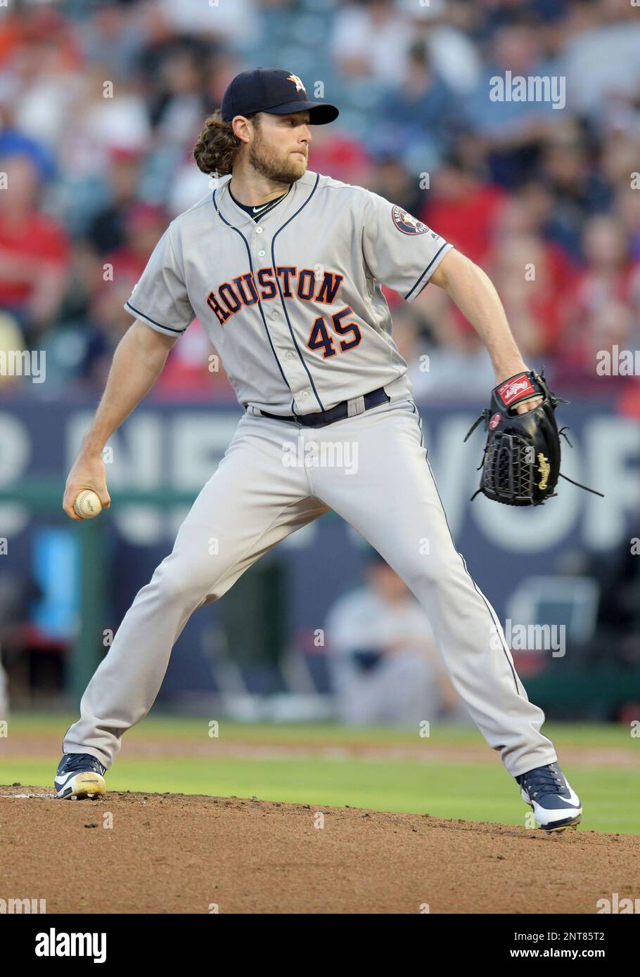 ANAHEIM, CA - JULY 17: Houston Astros pitcher Gerrit Cole (45) in ...