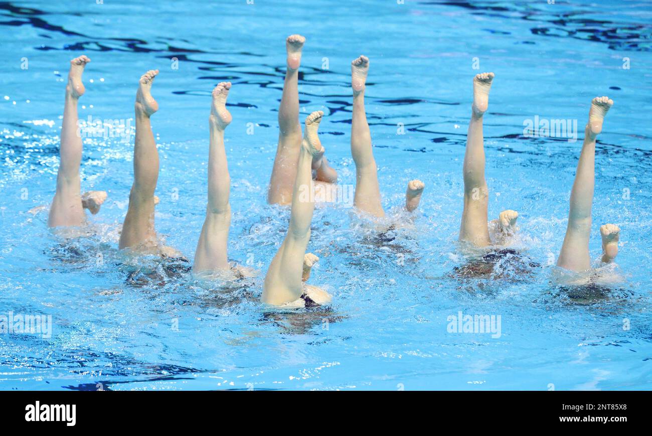 Russia's swimmers perform during Artistic Swimming Women Team Free ...