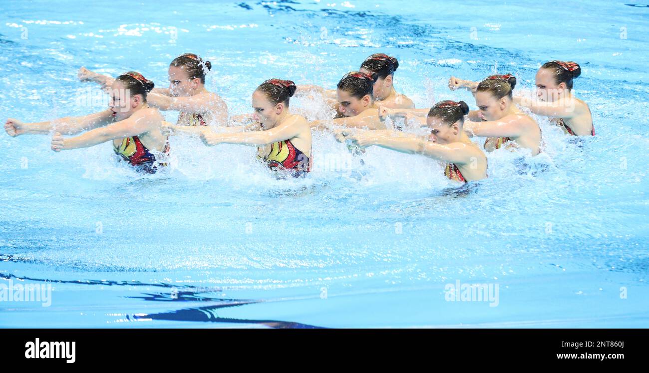 Russia's swimmers perform during Artistic Swimming Women Team Free ...