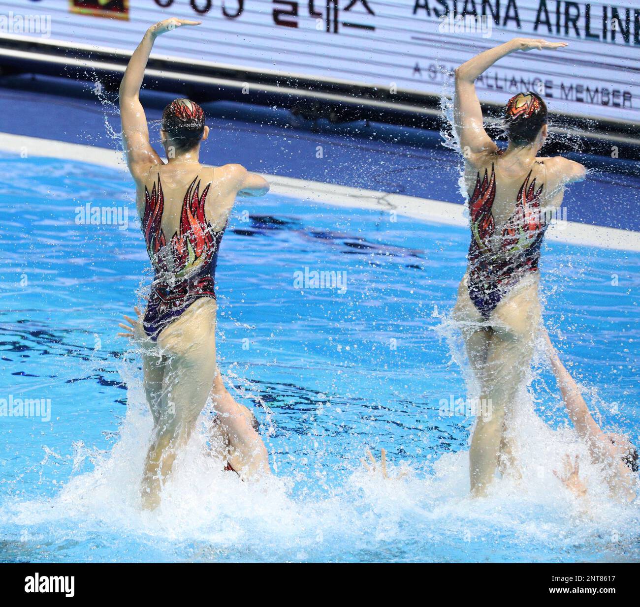 Russia's swimmers perform during Artistic Swimming Women Team Free ...