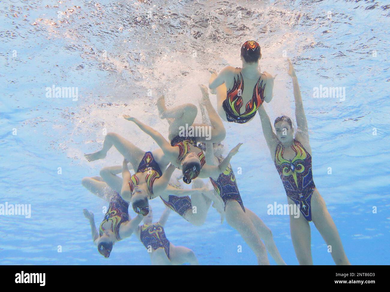 Russia's swimmers perform during Artistic Swimming Women Team Free ...