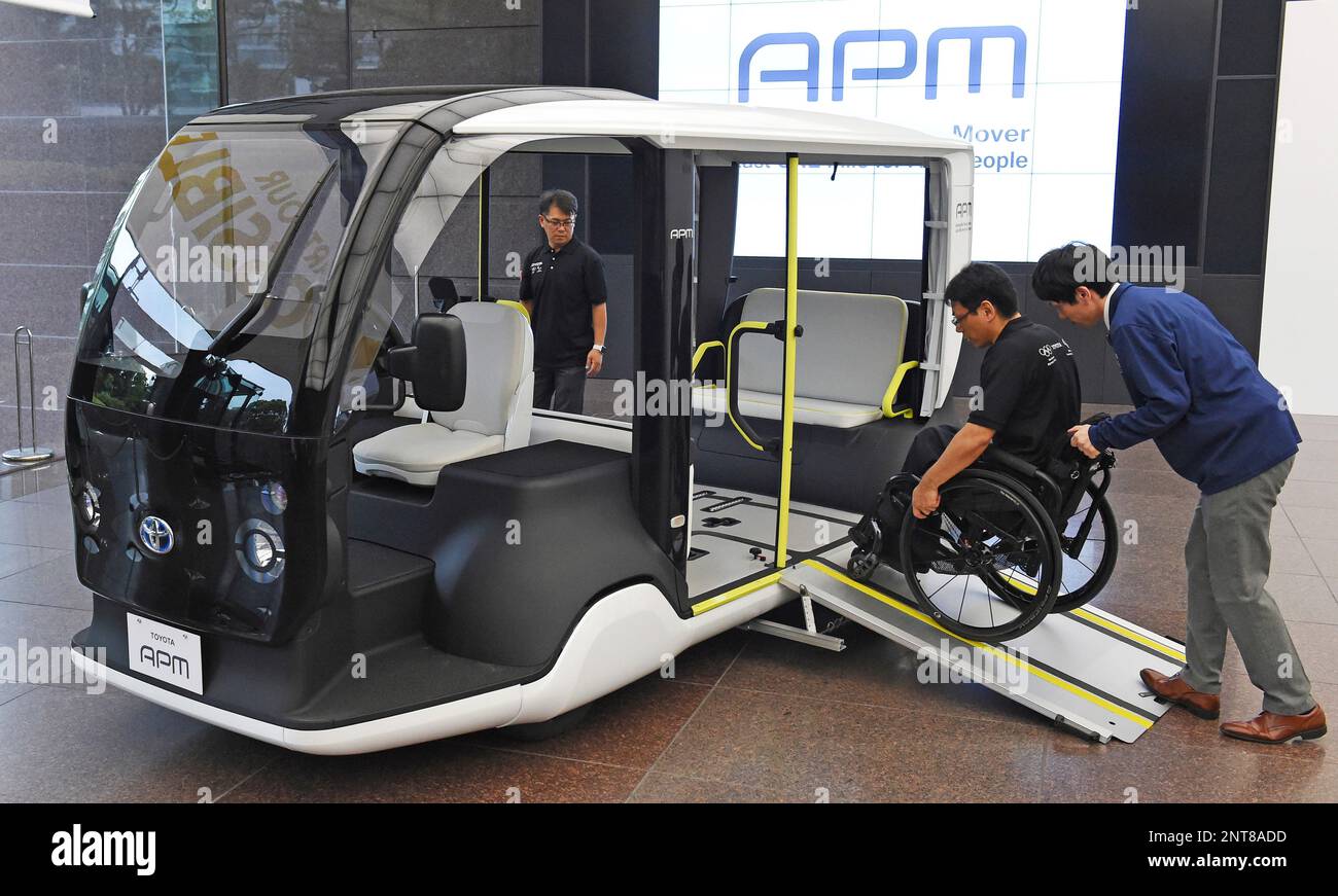 A photo shows a mobility "APM" developed by Toyota Motor Corporation ...