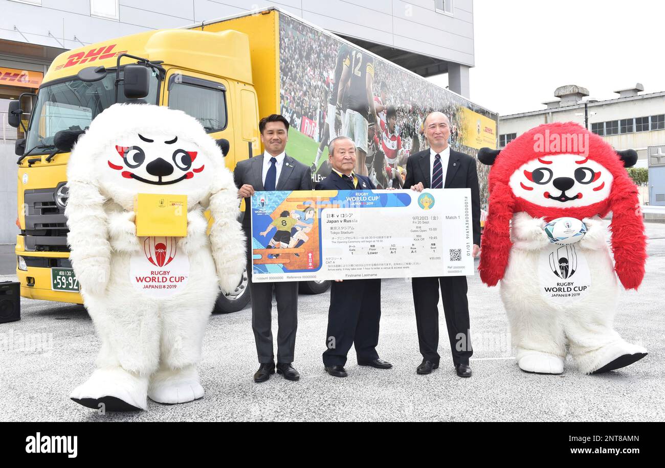A starting ceremony of ticket delivery to overseas for the 2019 Rugby ...