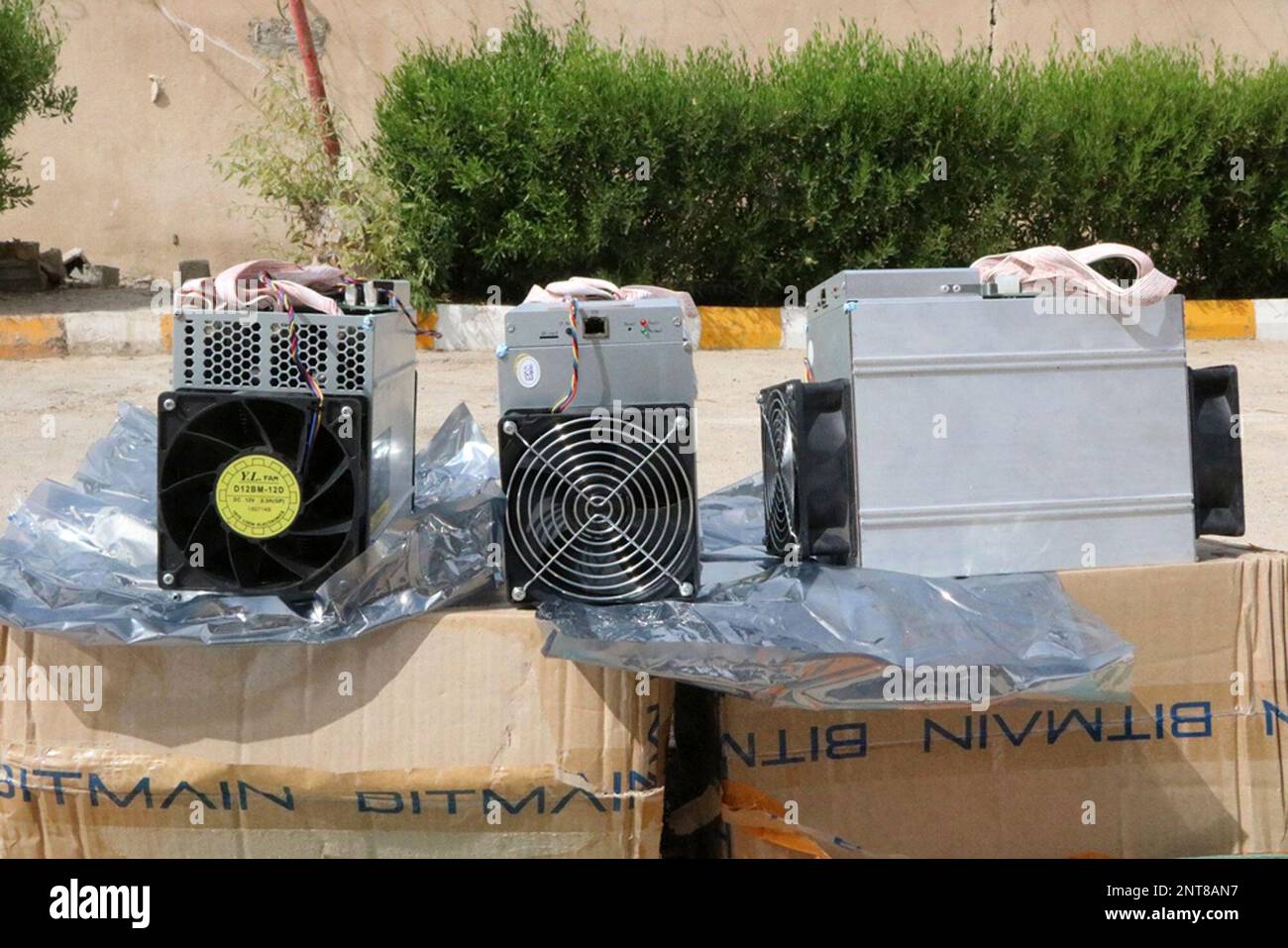 This undated photo provided by the Police News Agency, shows boxes of ...