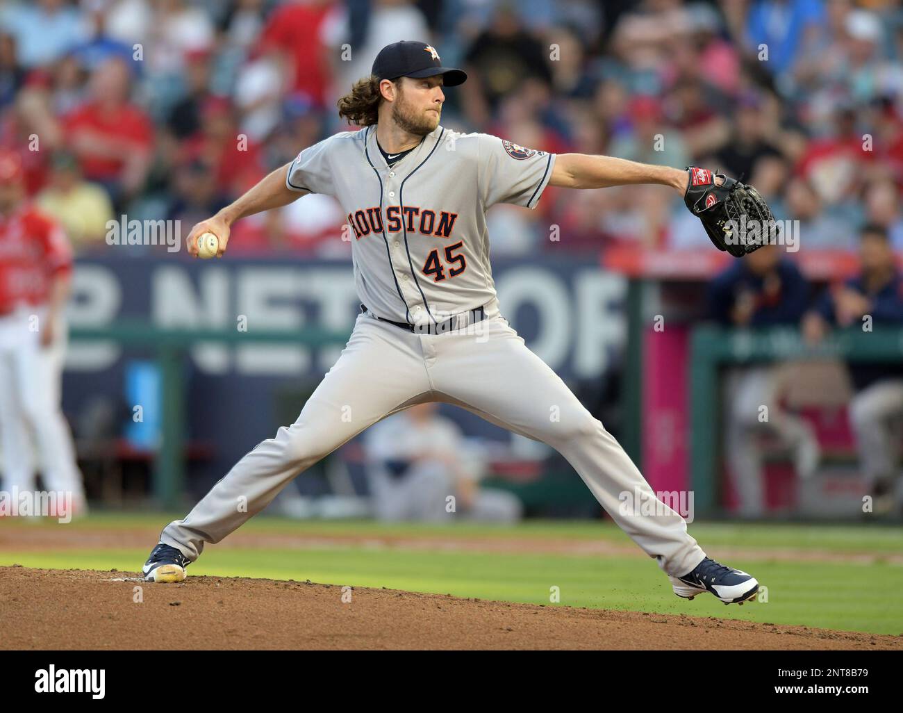 ANAHEIM, CA - JULY 17: Houston Astros pitcher Gerrit Cole (45) in action during the first inning ...