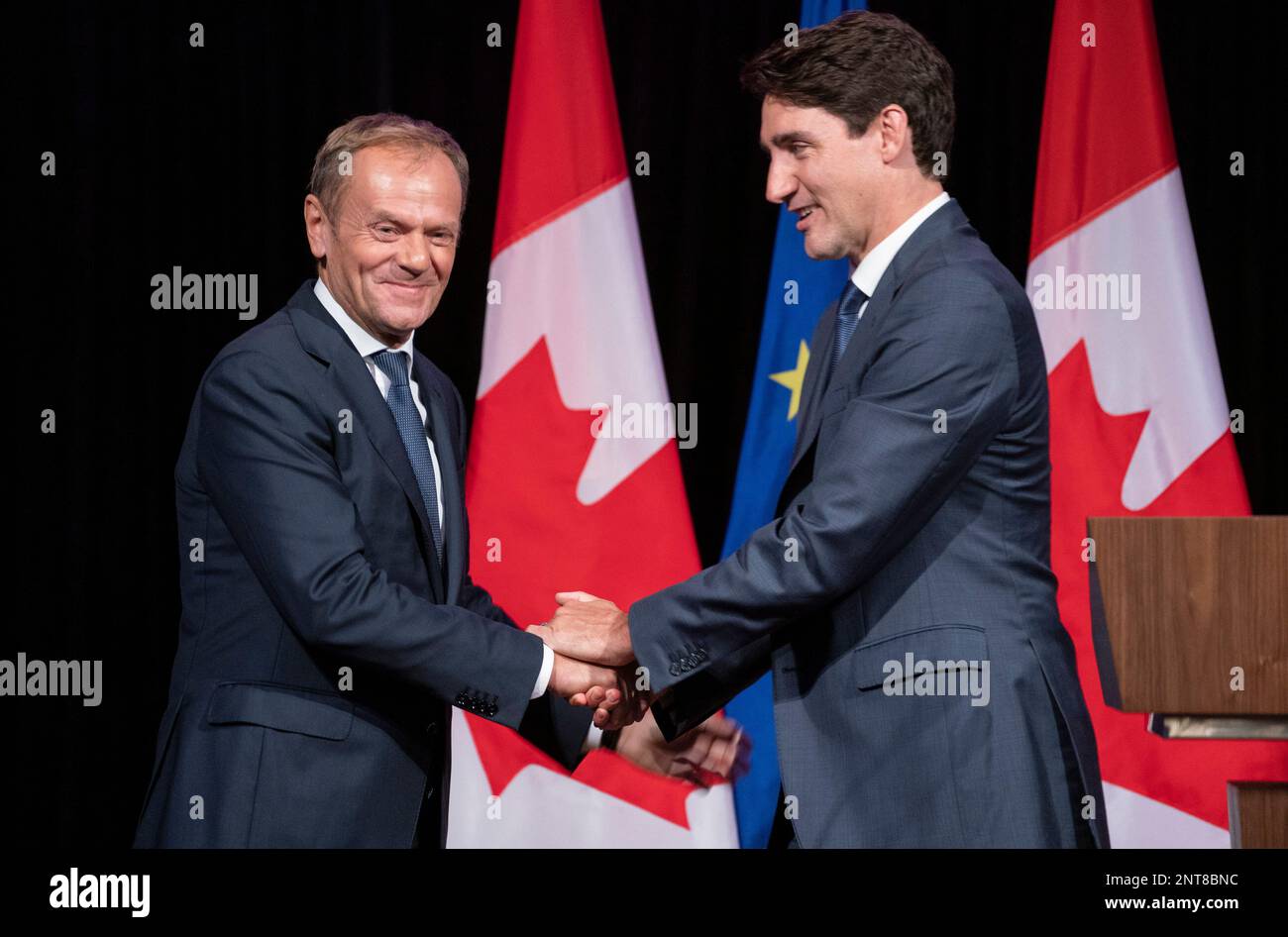 President of the European Council Donald Tusk and Canadian Prime ...