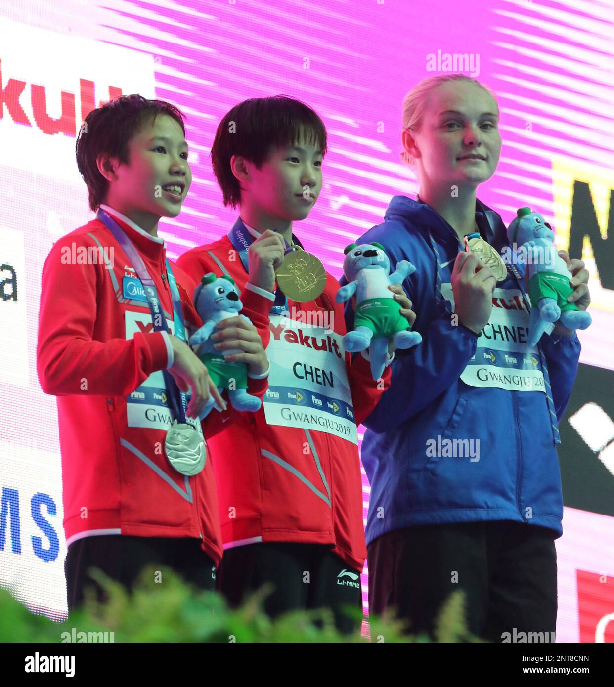 (L to R) LU Wei of China, silver, CHEN Yuxi of China, gold, and SCHNELL ...