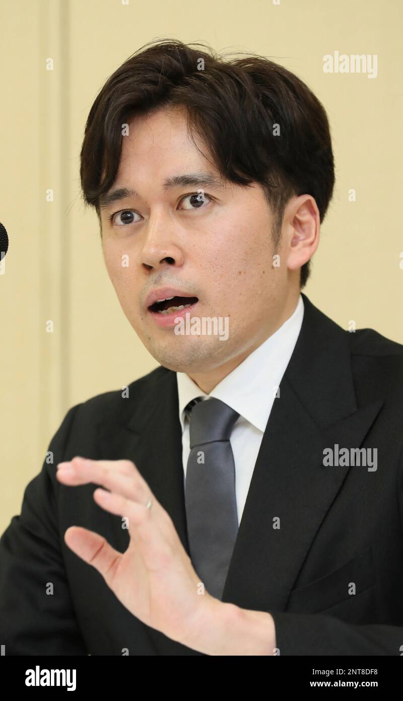 Crypto Exchange Bitpoint Japan's President Genki Oda attends a press conference in Tokyo on July ...