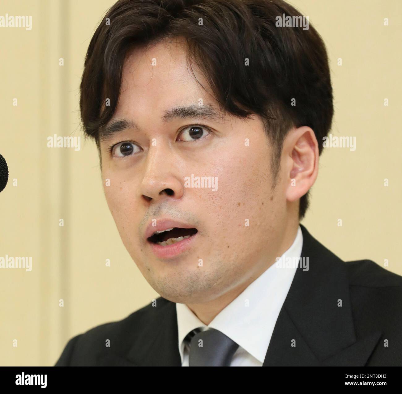 Crypto Exchange Bitpoint Japan's President Genki Oda attends a press conference in Tokyo on July ...